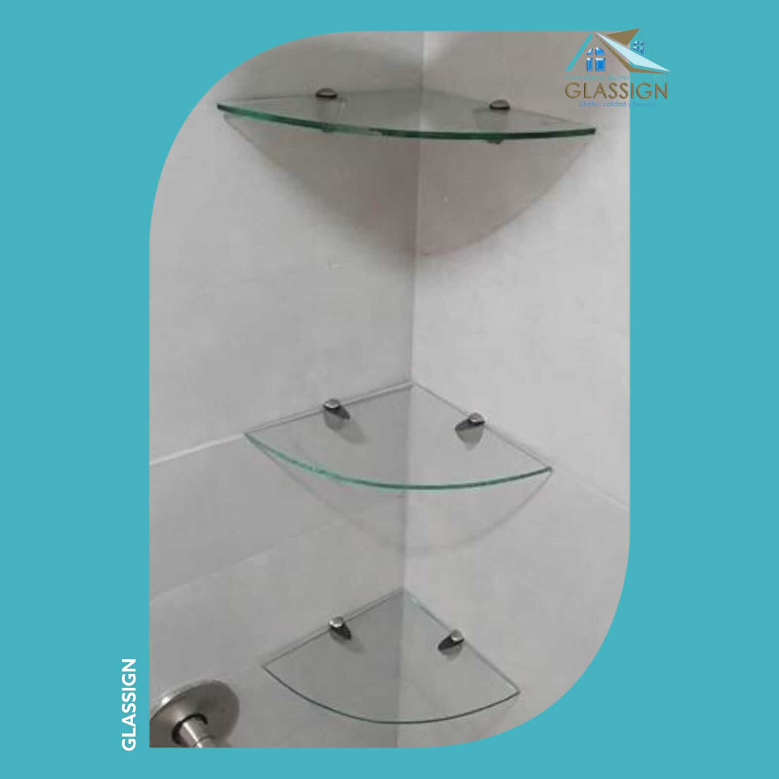 Set 3 Repisas esquinera Redonda – GLASSIGN